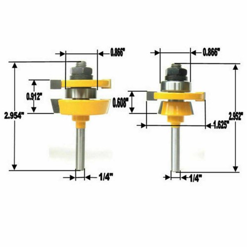 2pc 1/4'' Shank Shaker Bevel Rail & Stile Router Bit Woodworking Cutter ...