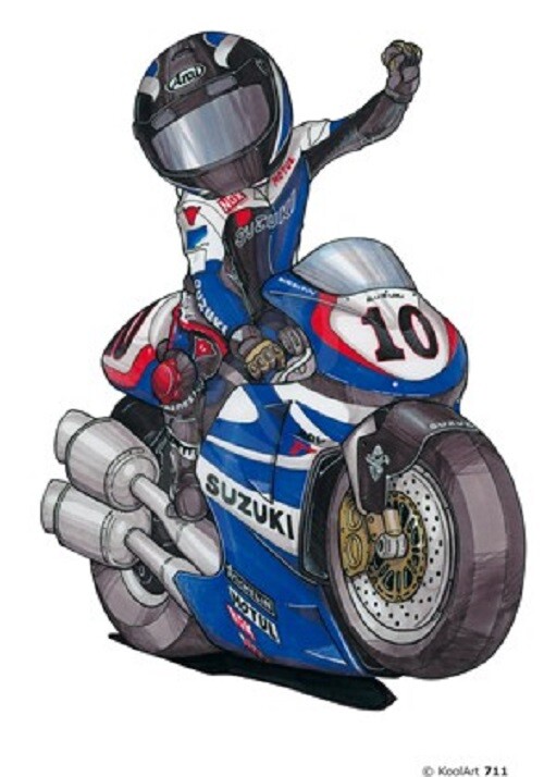 10 (K ROBERTS JNR) SUZUKI Koolart Cartoon Caricature Car Print - A3 ...