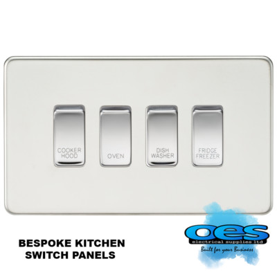 BESPOKE 4 GANG GRIDSWITCH KITCHEN SWITCH PANEL POLISHED CHROME ...