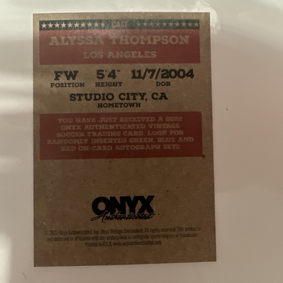 2023 Alyssa Thompson Onyx Competitors Autographed RC - Angel City FC ...