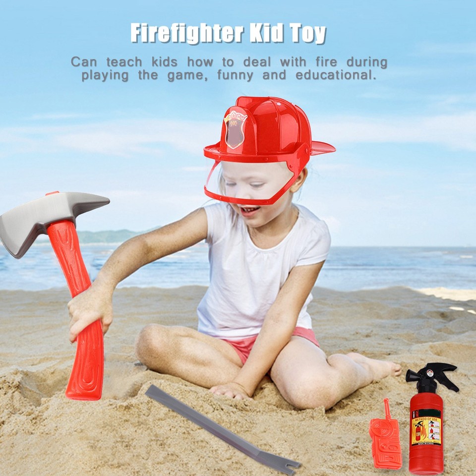 5pcs Children Firefighter Fireman Cosplay Toys Kit Helmet Fire ...