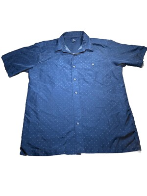 George Button Up Short Sleeve Casual Shirt Mens Sz L Blue Diamond ...