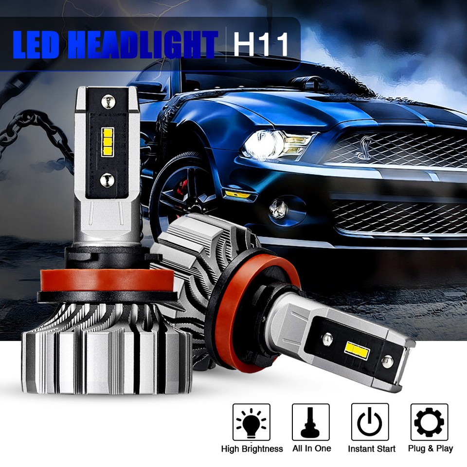 2-Side H11 H9 H8 LED Headlight Super Bright Bulbs Kit 10000LM Hi/Lo ...
