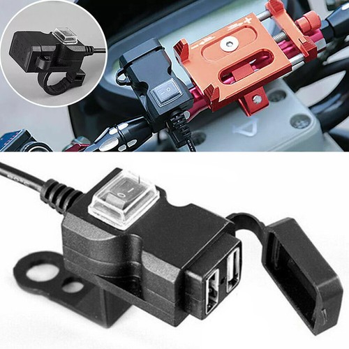 12V Dual USB Port Waterproof Motorcycle Motorbike Charger Power Adapter ...