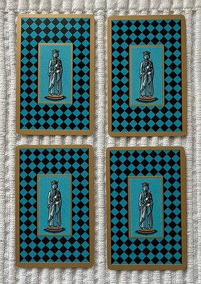 4 Vintage Playing Cards ~ Royalty/Heraldry ~ King ~ Blue Diamond ...
