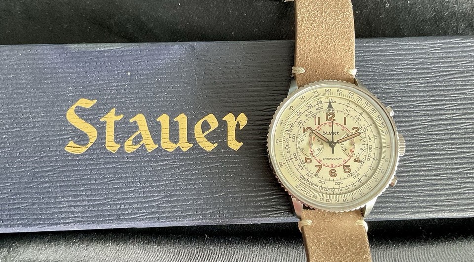 EUC Stauer Rare Co-Pilot Aviator Chronograph Telemeter Dial w Box | eBay