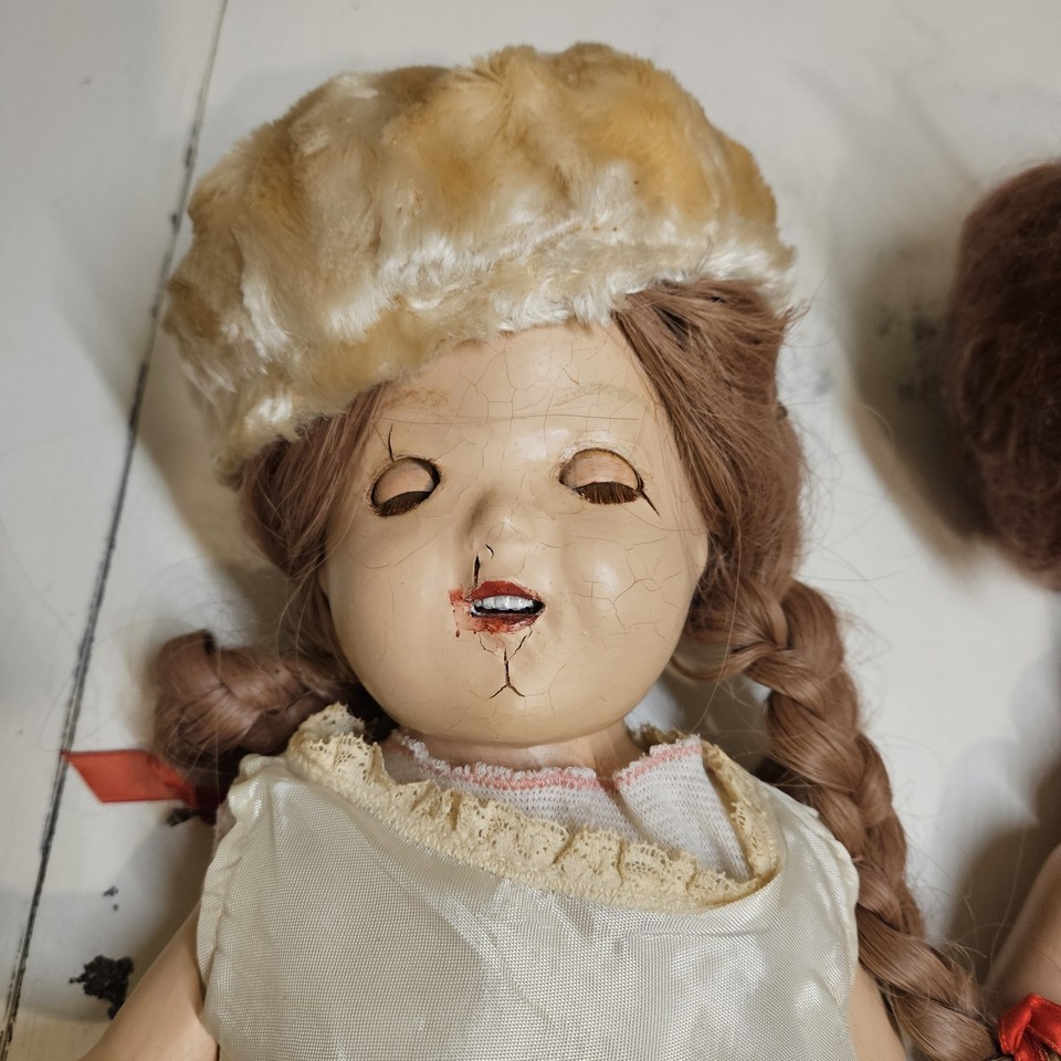 Vtg Composition Doll Lot Creepy Moving Eyes Lot of 2 Parts Repair ...