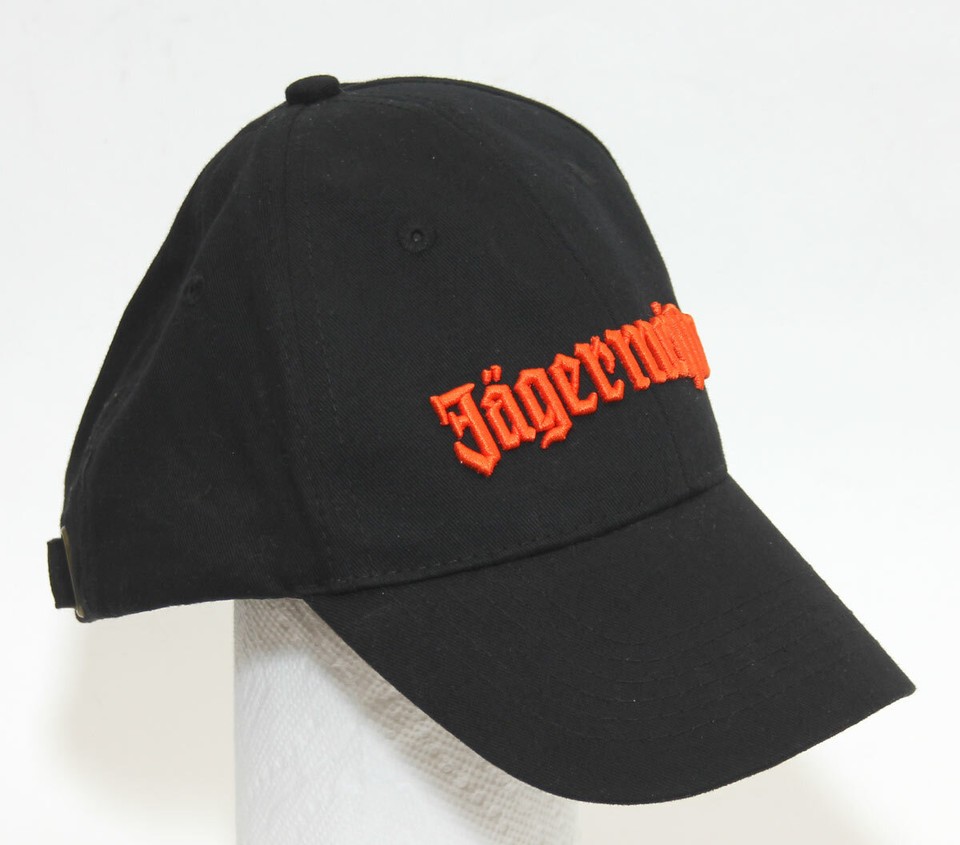 JAGERMEISTER Brand Embossed Baseball Cap Hat Orange on Black One Size ...