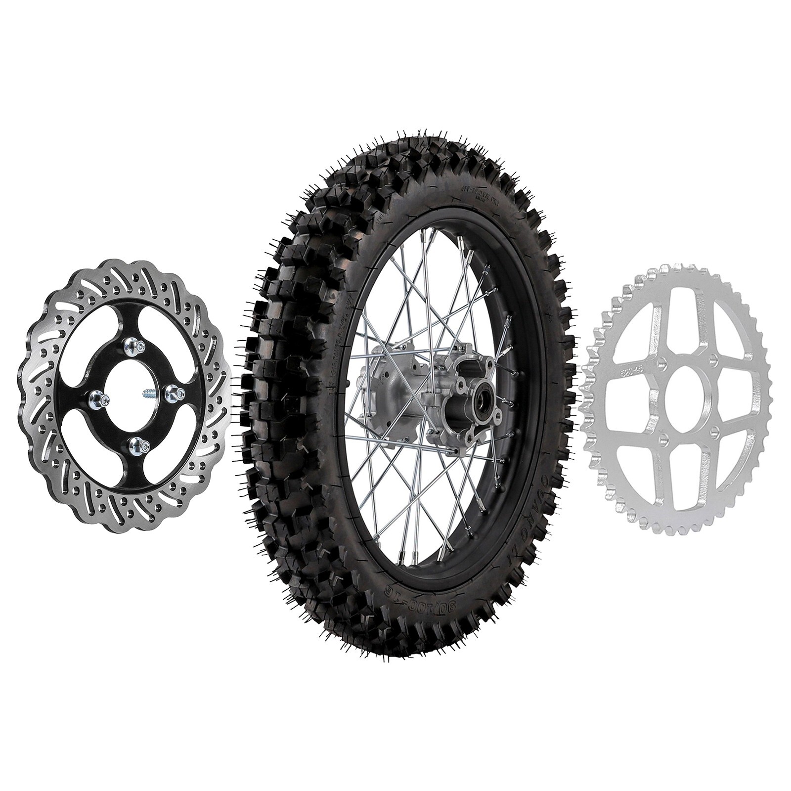 16" Rear Wheel 90/100-16 Tire Rim Assembly Kit Fo Pit Dirt Bike Razor ...