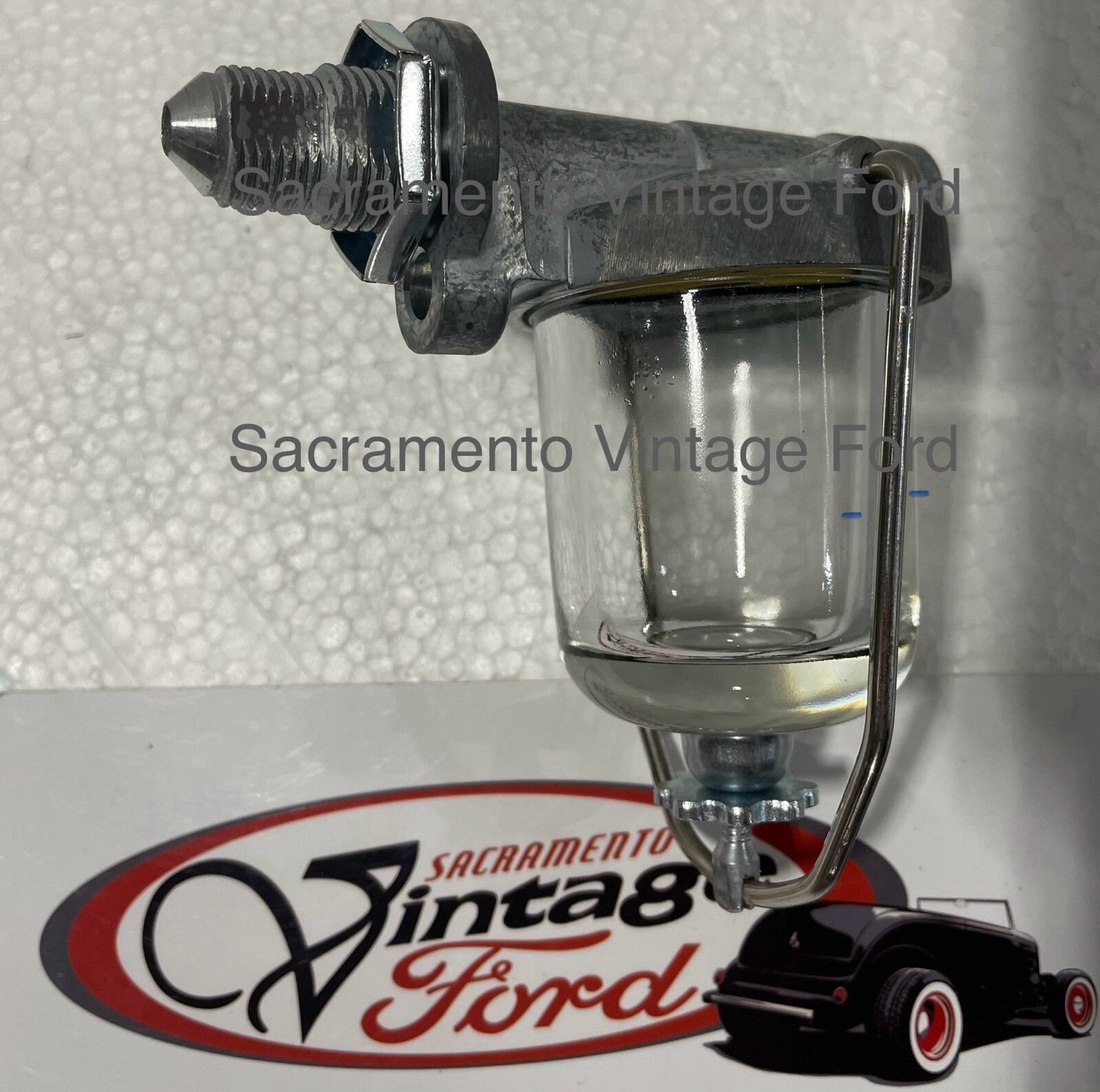 Model A Ford Gas Fuel Glass Sediment Bowl Filter Assembly Brass Screen ...