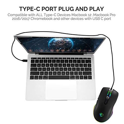 USB Type C Wired Gaming Mouse RGB LED Backlit for Computer Laptop ...