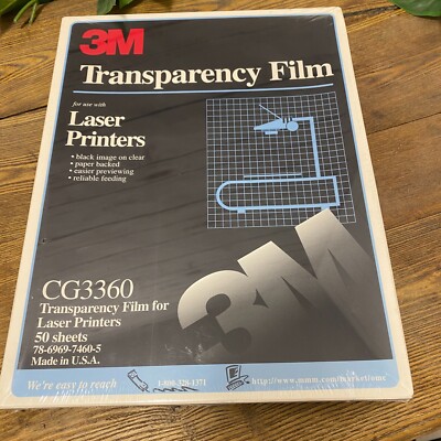 3M Transparency Film for Laser Printer Paper Backed 50 Count Sheets ...