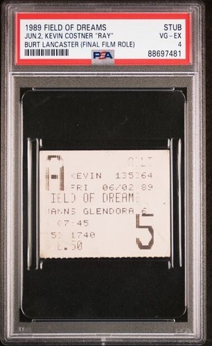 1989 "FIELD OF DREAMS" KEVIN COSTNER BASEBALL RARE MOVIE FILM TICKET ...