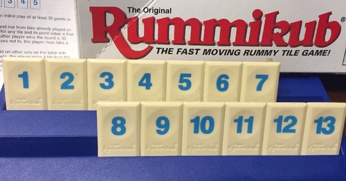 RUMMIKUB TIME RUMMY O Game Replacement Parts Set OF 13 Blue Tiles 1 2 3 ...