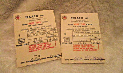 Vintage~Texaco Payment Receipts~Cardstock~2 qty~1966 | eBay