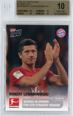 2019-20 TOPPS NOW BUNDESLIGA #3 ROBERT LEWANDOWSKI BGS PRISTINE 1O PR ...