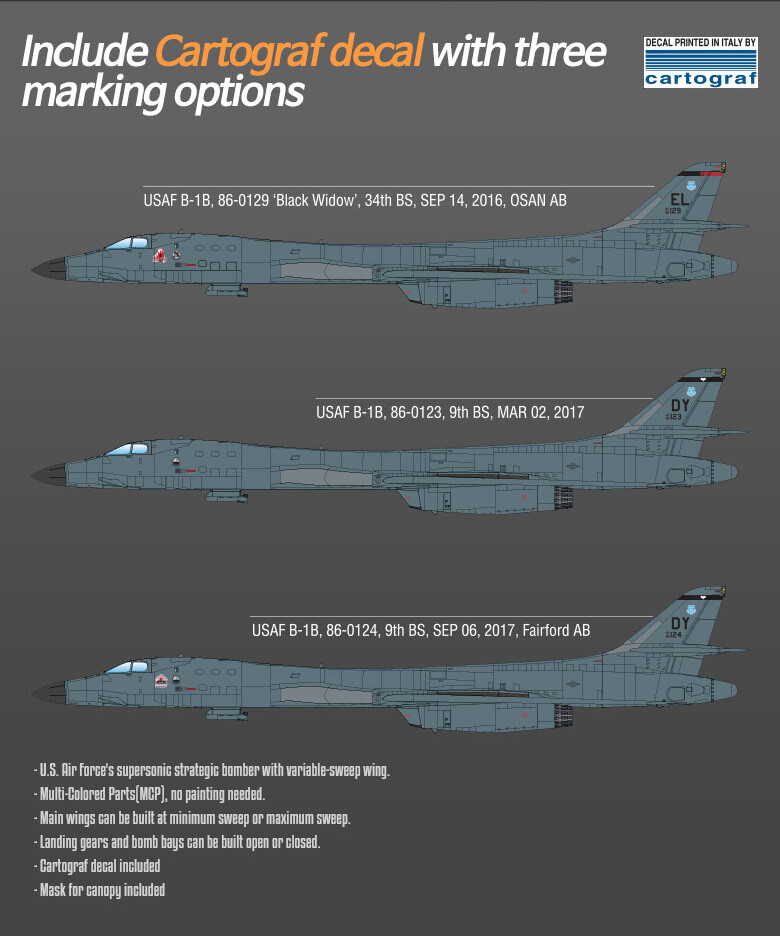 1/144 Scale 12620 USAF B-1B 34th BS "Thunderbirds" ACADEMY HOBBY MODEL ...