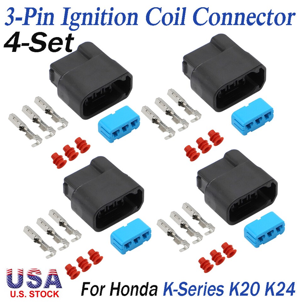 4-Set For Honda K-Series K20 K24 3-Pin Ignition Coil Pack Connector ...