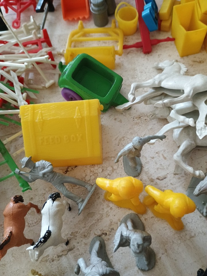 Vintage Toy Lot Farm Animals Marx House Cowboys Misc Hong Kong Marx ...