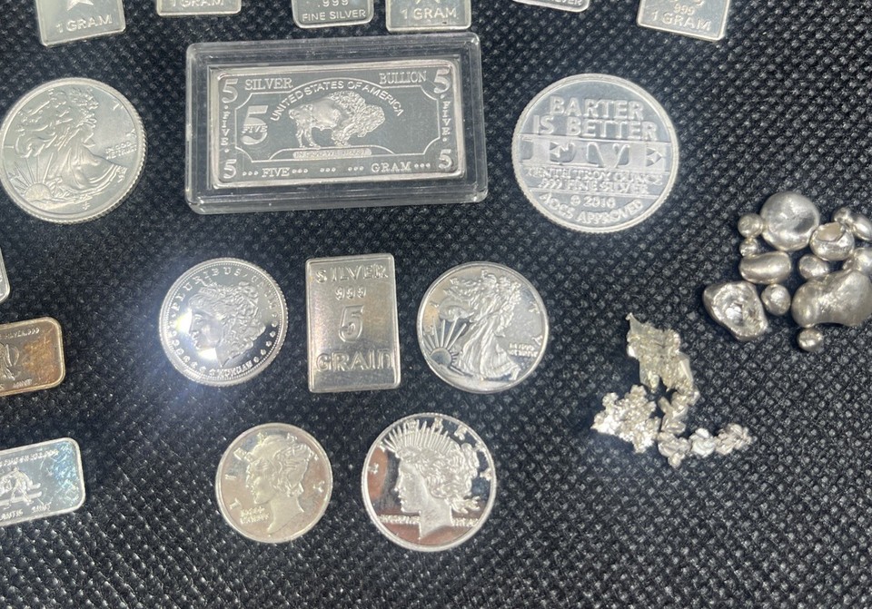 33 Pc .999 Silver Bars Rounds Crystals & Silver Shot Starter Pack ...