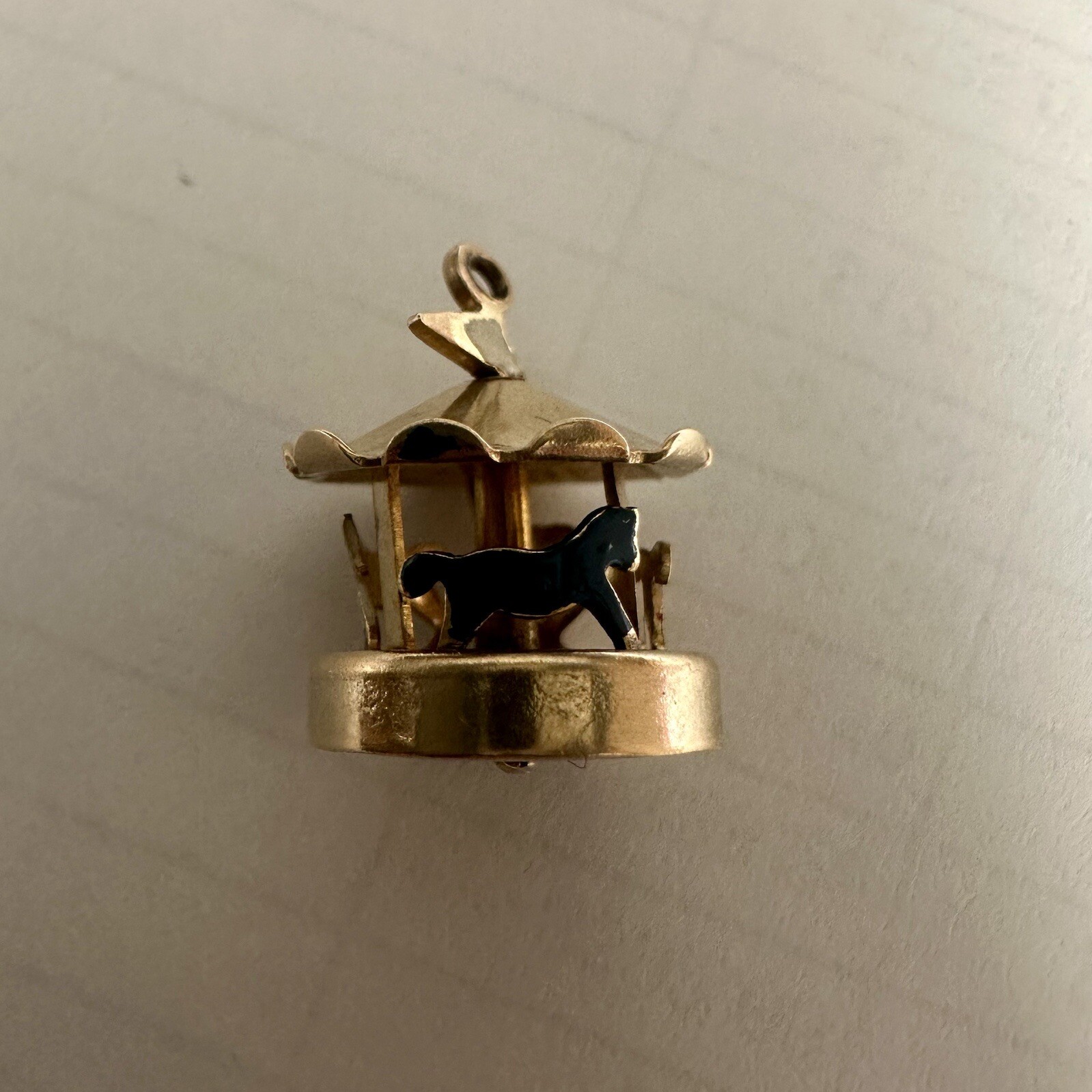 Vintage Carousel Charm 14K Gold With Movable Horses - Gem