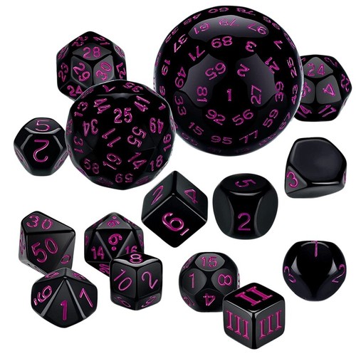 15Pieces Complete Polyhedral DND Dice Set D3-D100 Spherical Dice ...