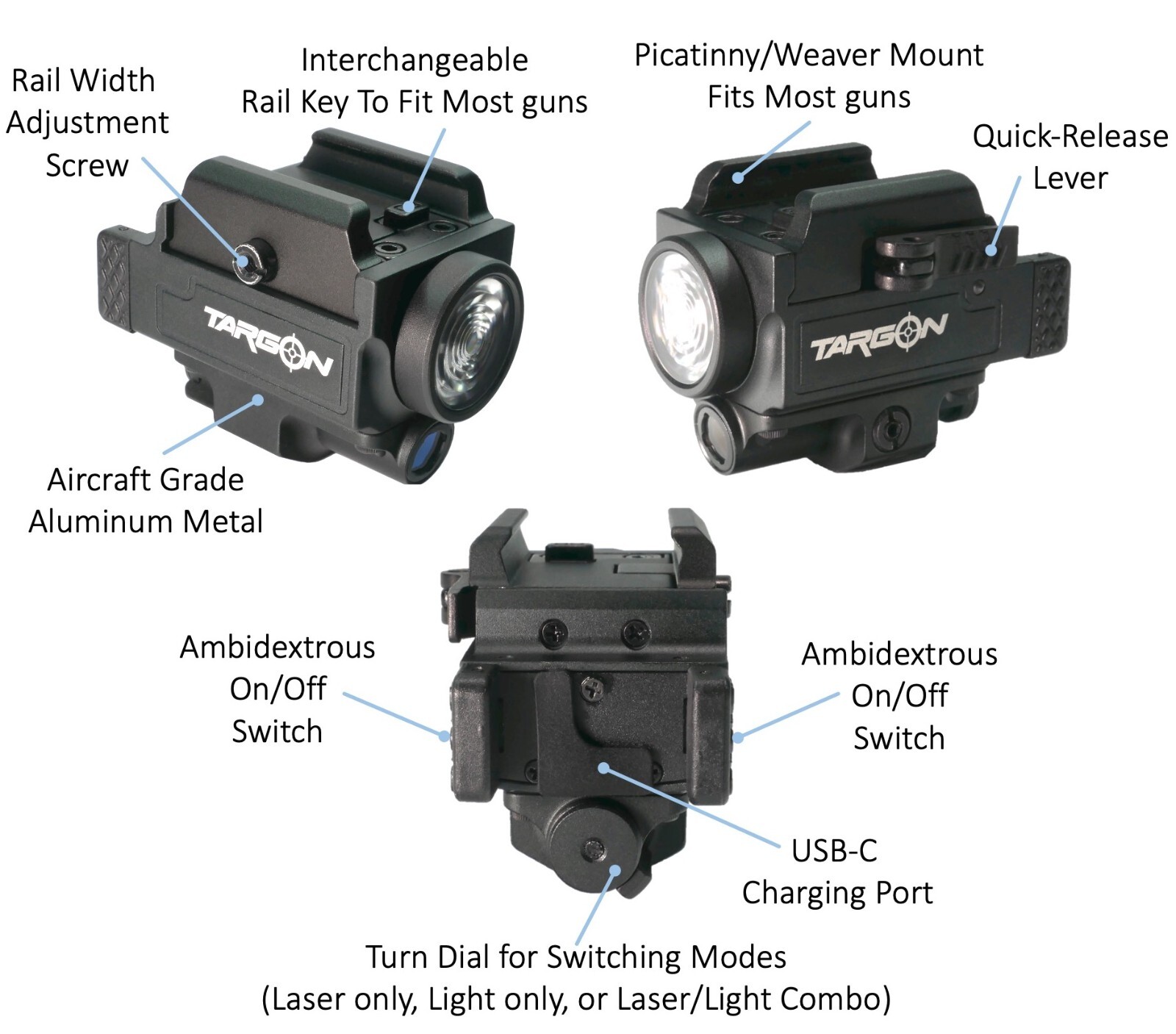 GREEN LASER FLASHLIGHT COMBO TAURUS G2C G3C PISTOL GUN 800 LUMEN LED ...