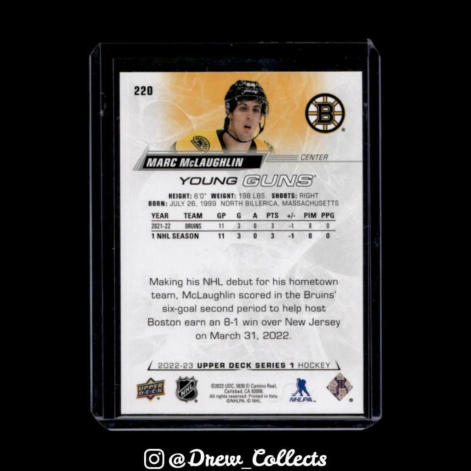 2022-23 Upper Deck #220 Marc McLaughlin Boston Bruins Young Guns | eBay