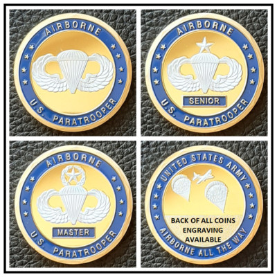 Challenge Coin: ARMY Airborne Choice of BASIC, SENIOR or MASTER Wings ...