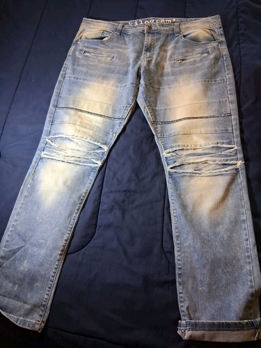 Kilogram Jeans Men's Sz 40x30 Blue Denim Zip Pockets Distressed Cotton ...