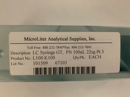 MicroLiter High Throughput LC Syringe GT, FN 100uL.22sg Pt 3.Product ...