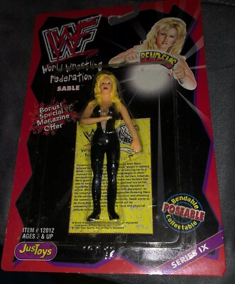New Vintage Sable WWE WWF WCW Just Toys Series 9 1998 Bend Ems Action ...