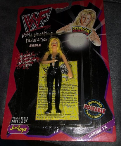 New Vintage Sable WWE WWF WCW Just Toys Series 9 1998 Bend Ems Action ...