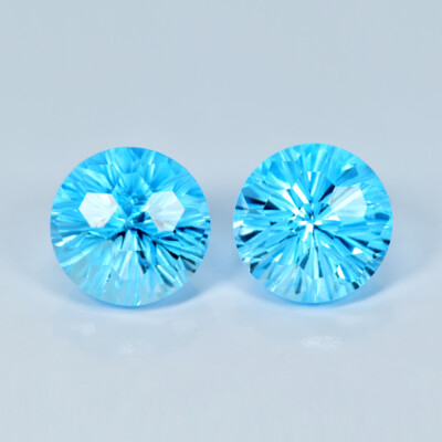 11.02Ct (2Pcs) Round Cut _ Great look Quality Natural Blue Topaz ...