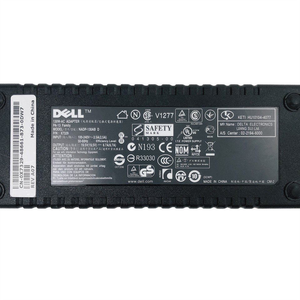 Genuine 130W Dell AC Adapter for Dell Latitude E6520 E6540 E7240 E7440 ...