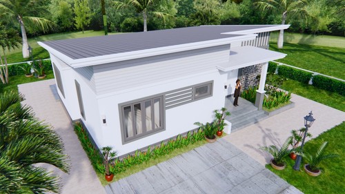 40x30 Feet Simple House Plan 12x9 Meter 2 Beds 2 Baths Shed Roof (A4 ...