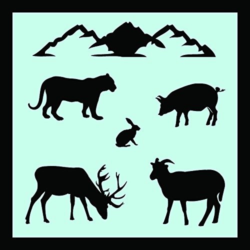 Detailed Animals of North America Stencil Set - (2) Piece Kit - 10" x ...