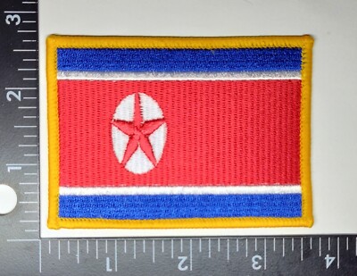 Patch Flag North Korea Patch Golden Boarder Golden Boarder Iron / Sewed ...