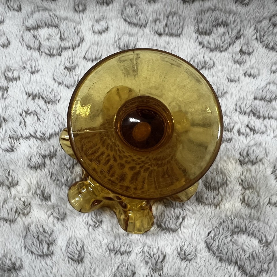 Vintage Fenton Amber Glass Hobnail Ruffle Petite Vase | eBay