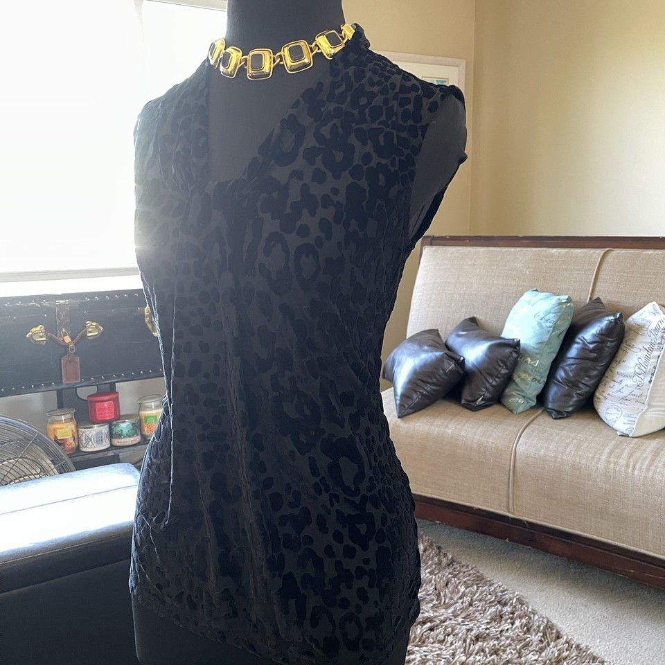 Dana Buchman Womens Velvet Burnout Sleeveless Black Tank Cami Stretch ...