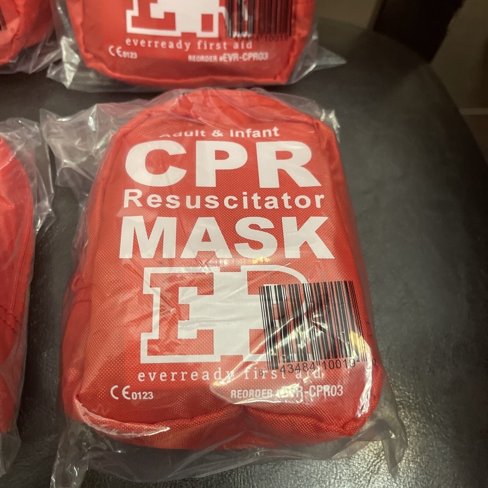 4pk Ever Ready First Aid Adult and Infant CPR Mask Combo Kit with 2 ...