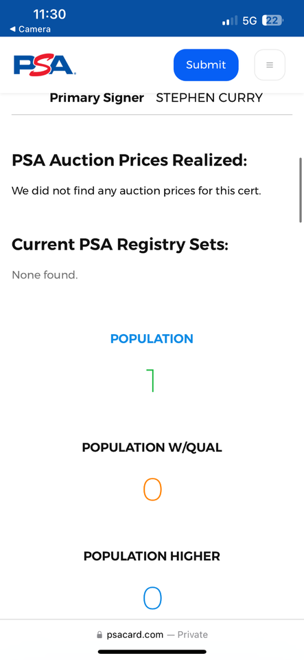 National Treasures Vert Stephen Curry Auto Vldt-Marks Rare Platinum 1/1 ...