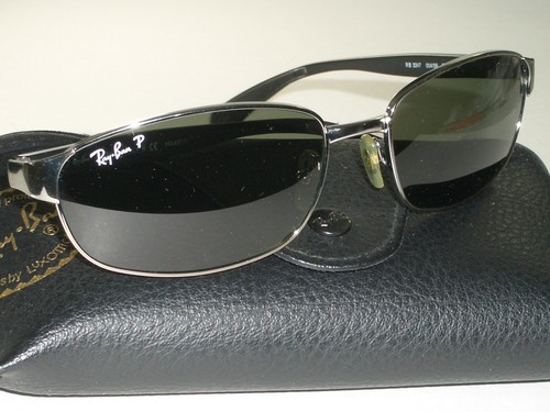 RAY BAN RB3247 004/58 59[]17 3P GUNMETAL/BLACK SLEEK GLASS POLARIZED ...