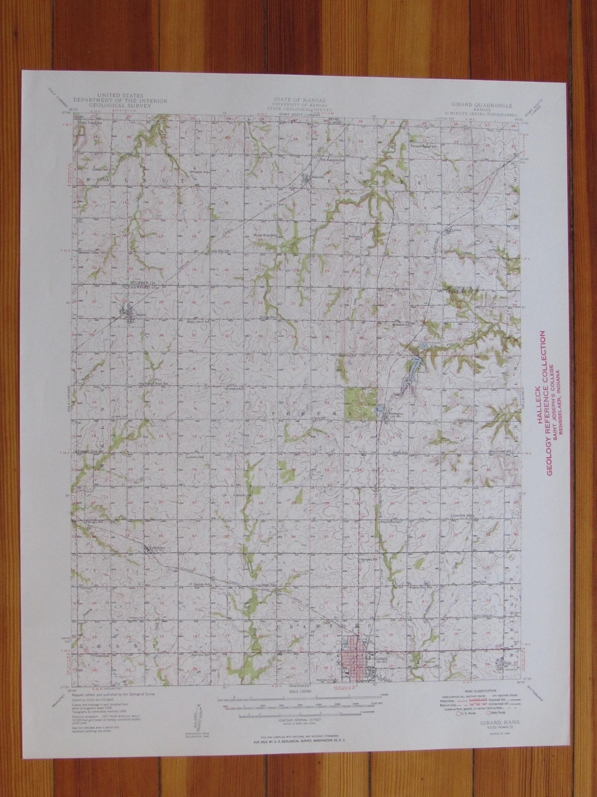 Girard Kansas 1949 Original Vintage USGS Topo Map | eBay