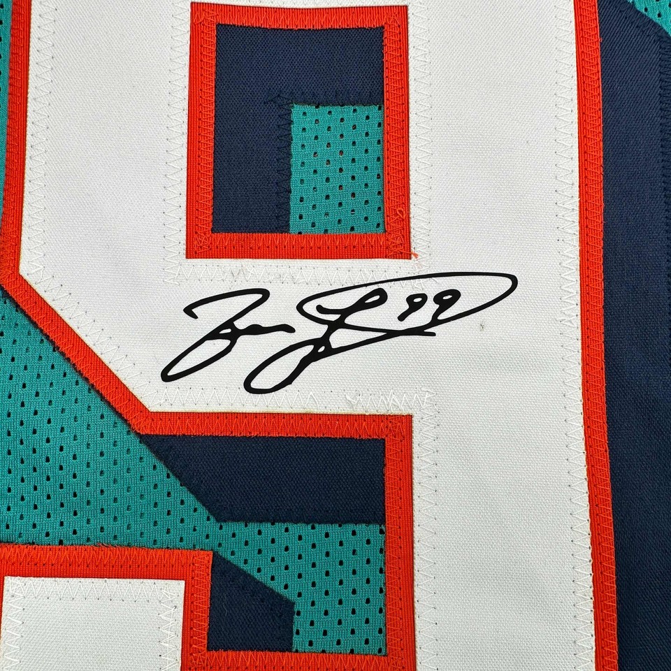 Facsimile Autographed Jason Taylor Miami Teal Reprint Jersey Size Men's ...