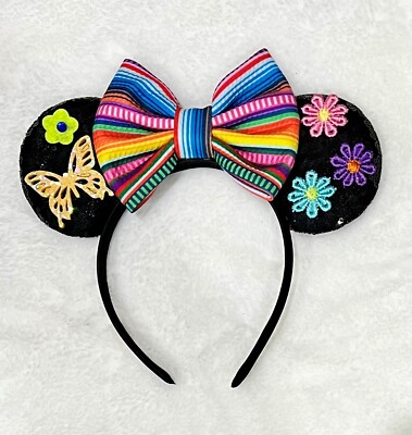 Serape Coco Minnie Ears Headband, Flower & Butterfly Mouse Ears ...