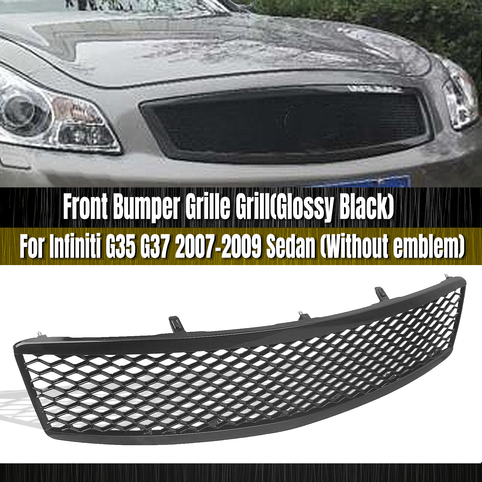 2007-2009 Infiniti G35 G37 Sedan Front Grill Grille Mesh For Gloss ...