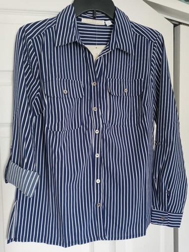 Juniper & Lime Women's Striped 3/4 Sleeve Top - Size Small - Navy/White ...