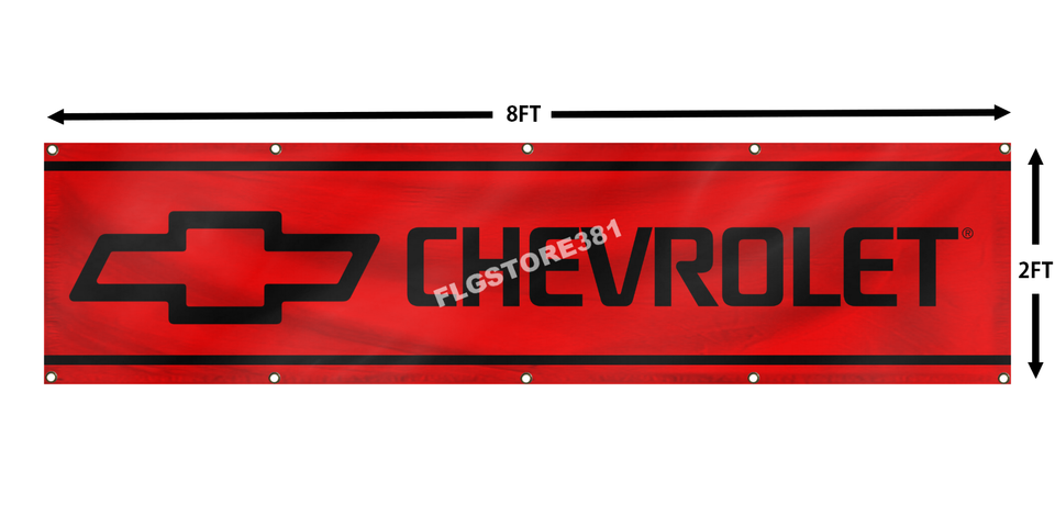 Chevrolet Banner Flag 2x8Ft Chevy Car Truck Racing Flag Decor Garage ...