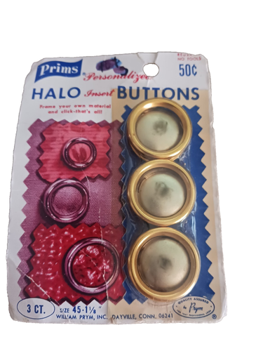 Vintage Prims Halo Insert Buttons Size 45 1/8” Style 212 Gold Sewing ...